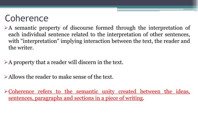 Cohesion, Coherence and Textuality | PPT | Personal Finance