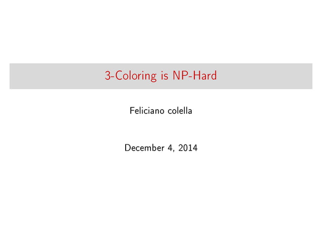 3-Coloring is NP-Hard | PPT