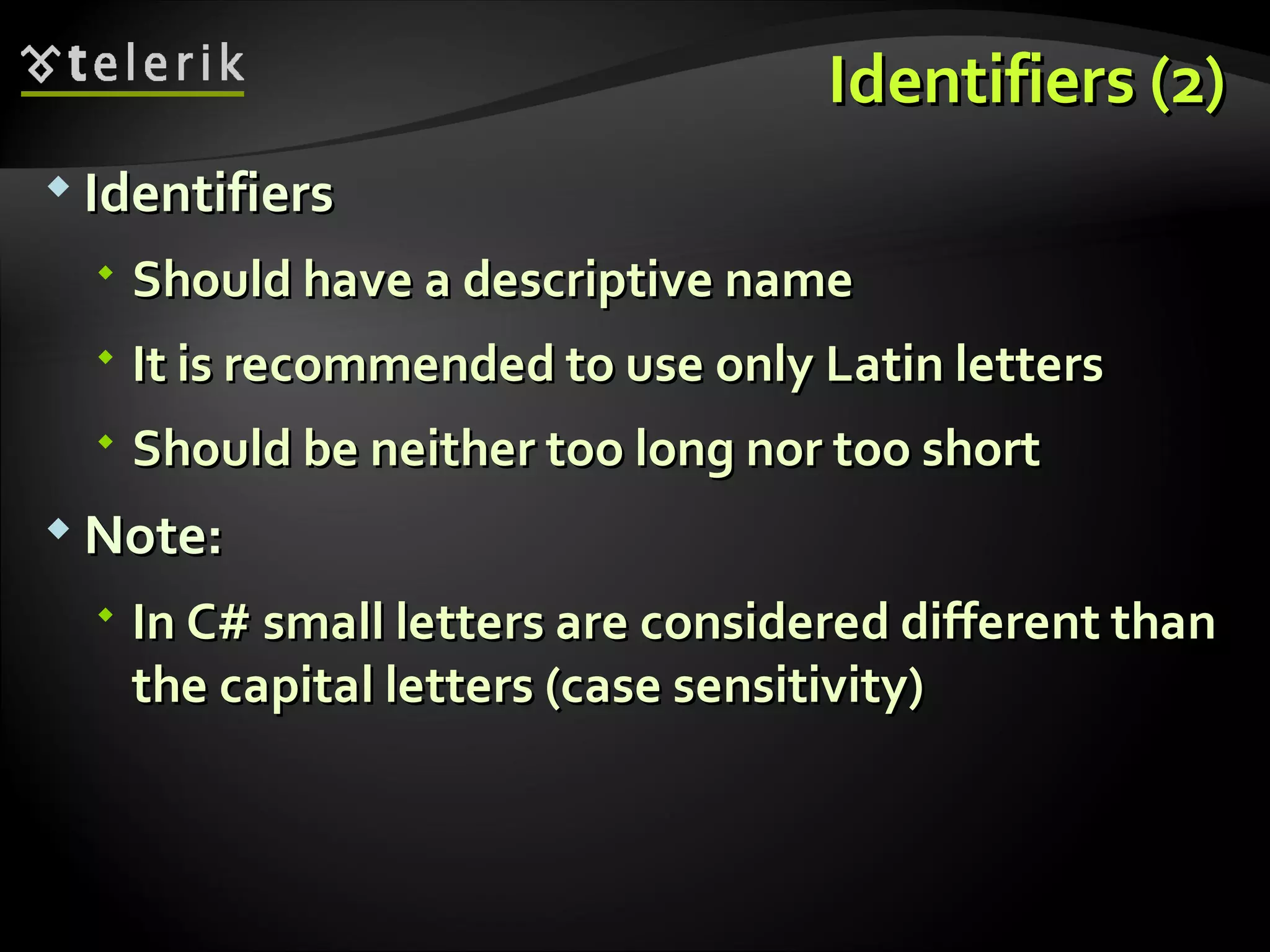 C# Language Overview Part I | PPT
