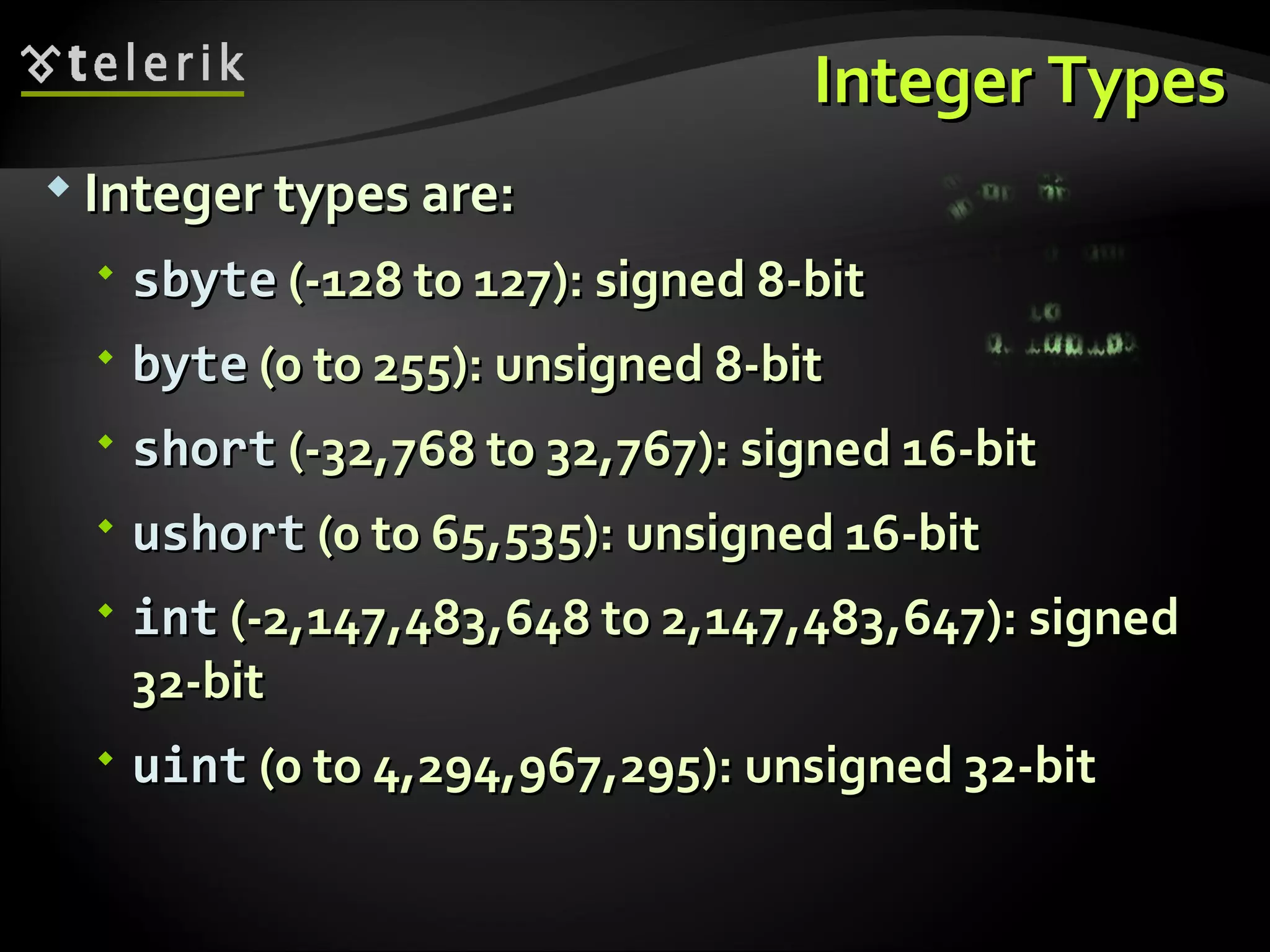 C# Language Overview Part I | PPT