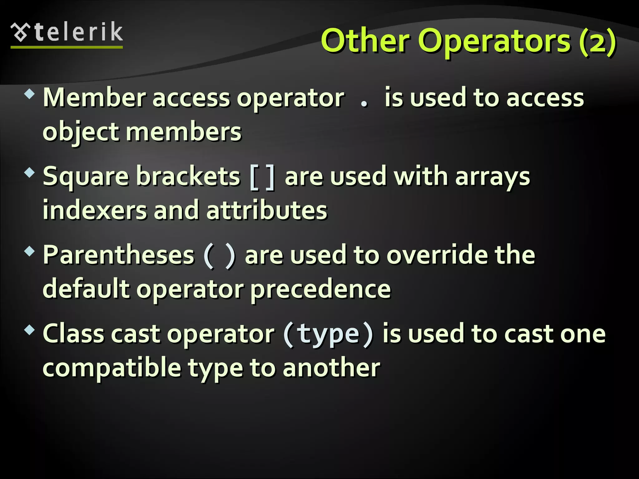 C# Language Overview Part I | PPT