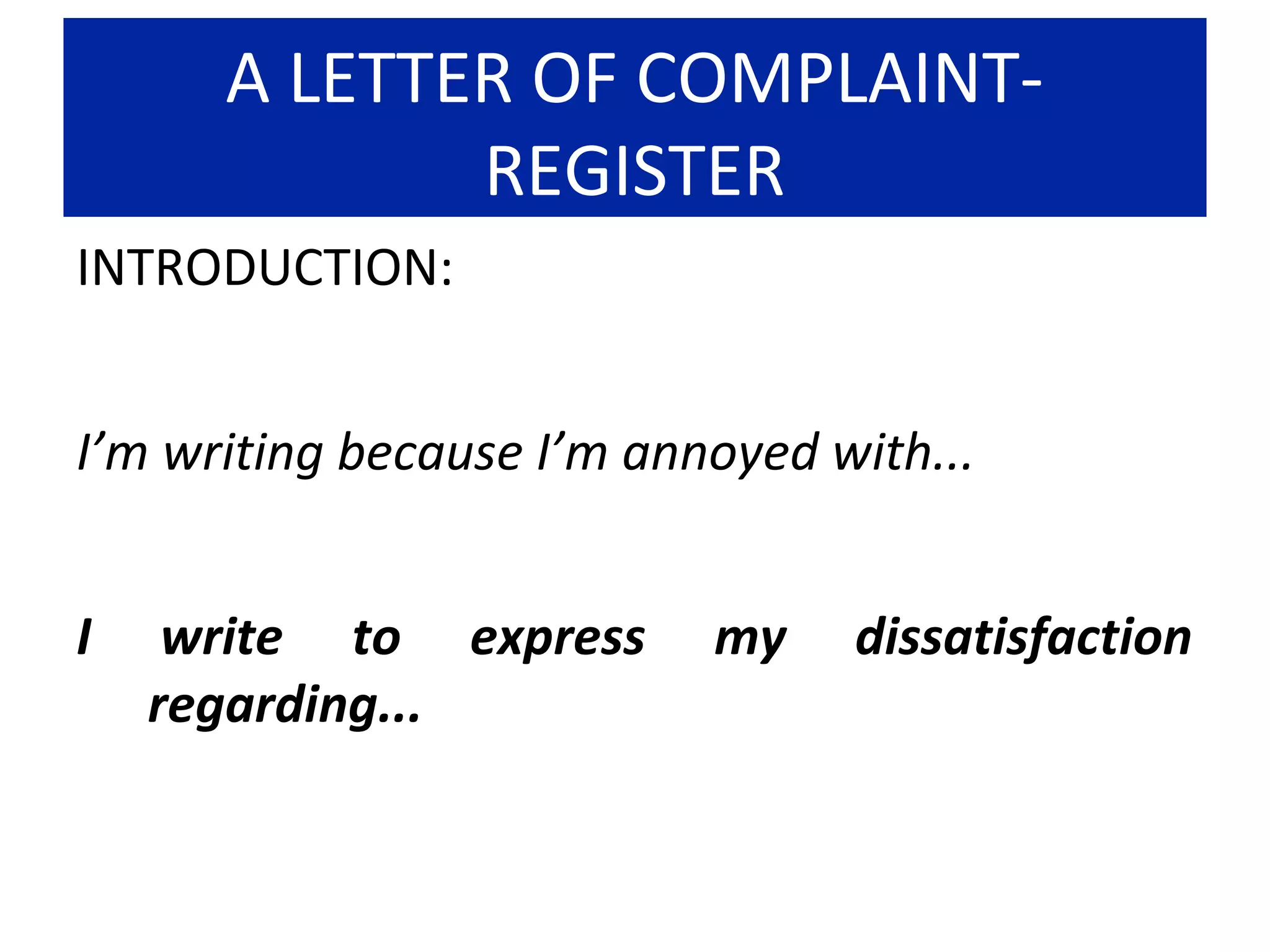 How to write a letter of complaint | PPT