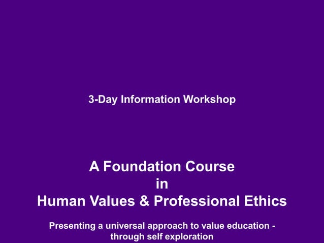 3-Day Value Orientation Workshop.ppt | Workshops and Classes | Hobbies ...