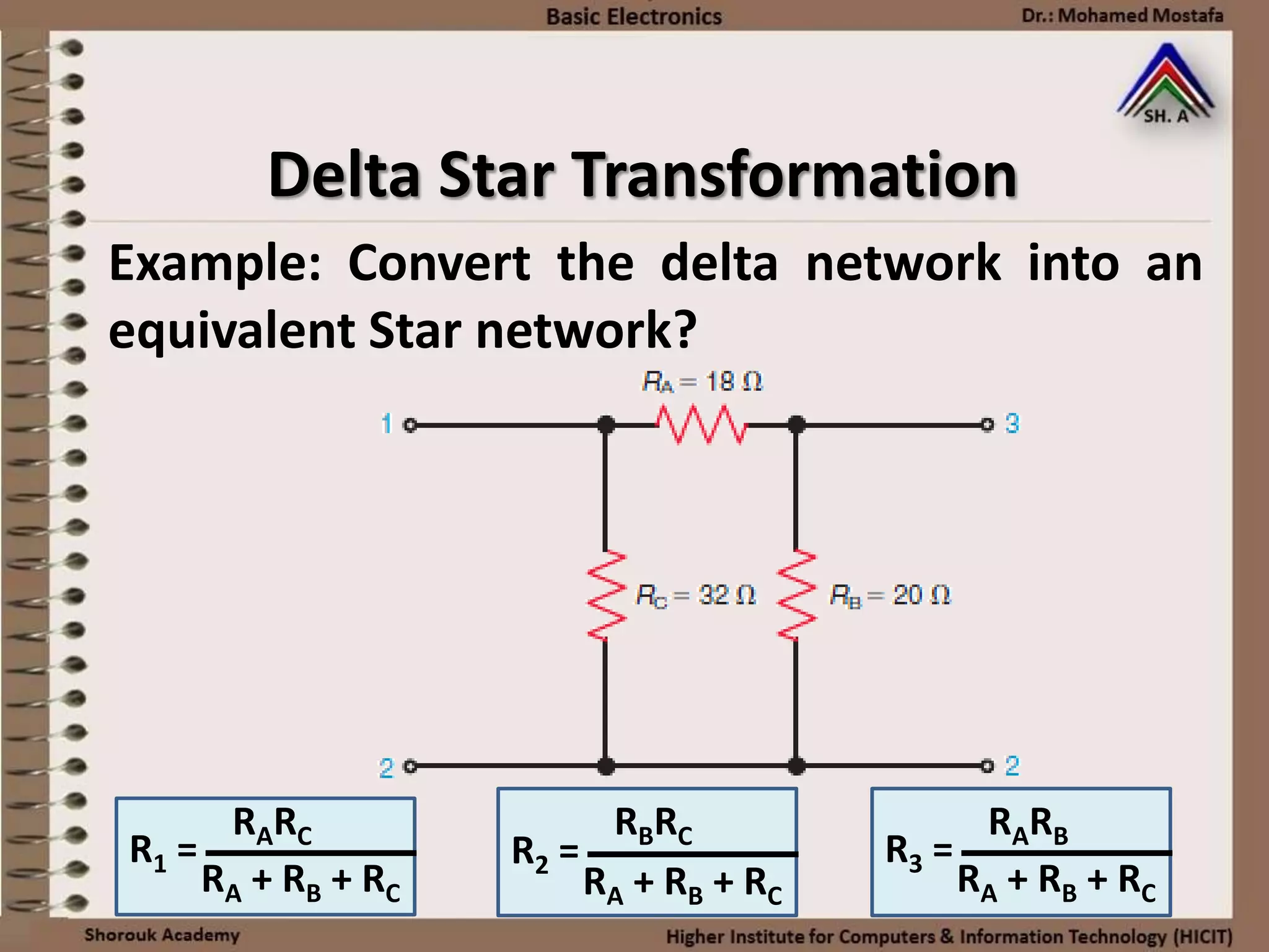 3 delta star transformation | PPTX