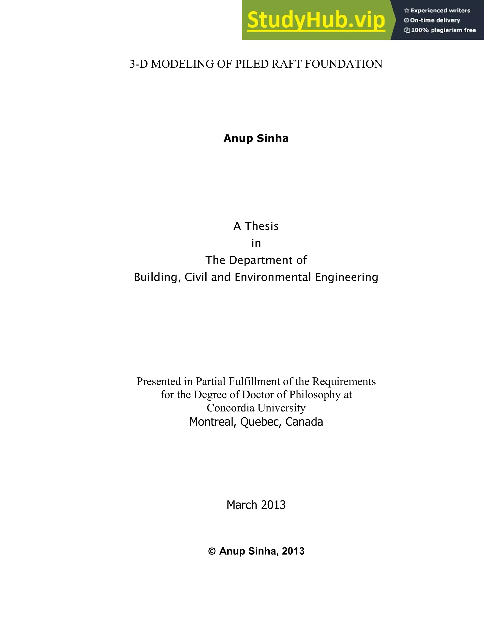 3-D MODELING OF PILED RAFT FOUNDATION | PDF