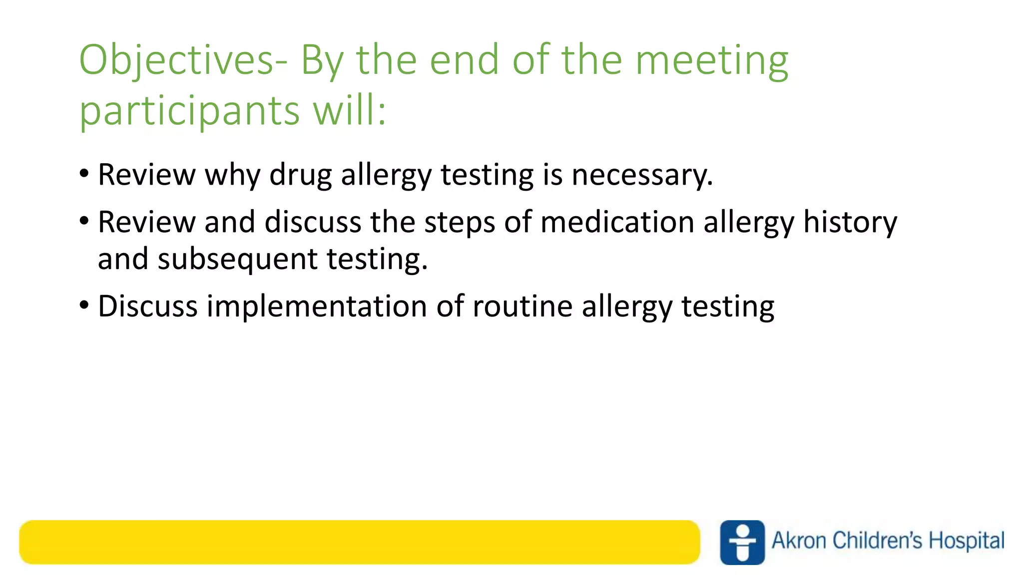 Drug Allergy Testing How and is it important? | PPTX