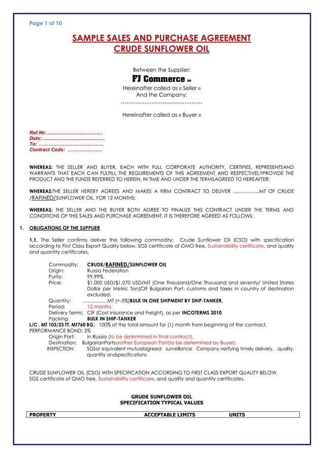 3.eng draft contract | DOCX | Commodities | Economy