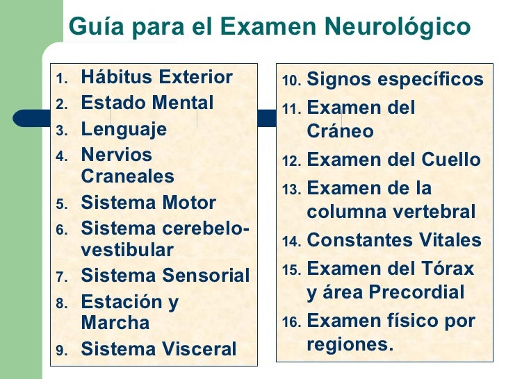 EXAMEN FISICO NEUROLOGICO