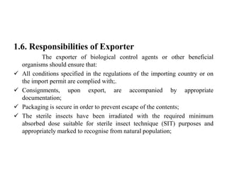 EXPORT ,IMPORT &RELEASE OF BIOCONTROL AGENTS | PPTX