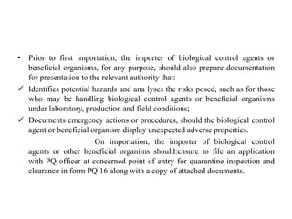 EXPORT ,IMPORT &RELEASE OF BIOCONTROL AGENTS | PPTX