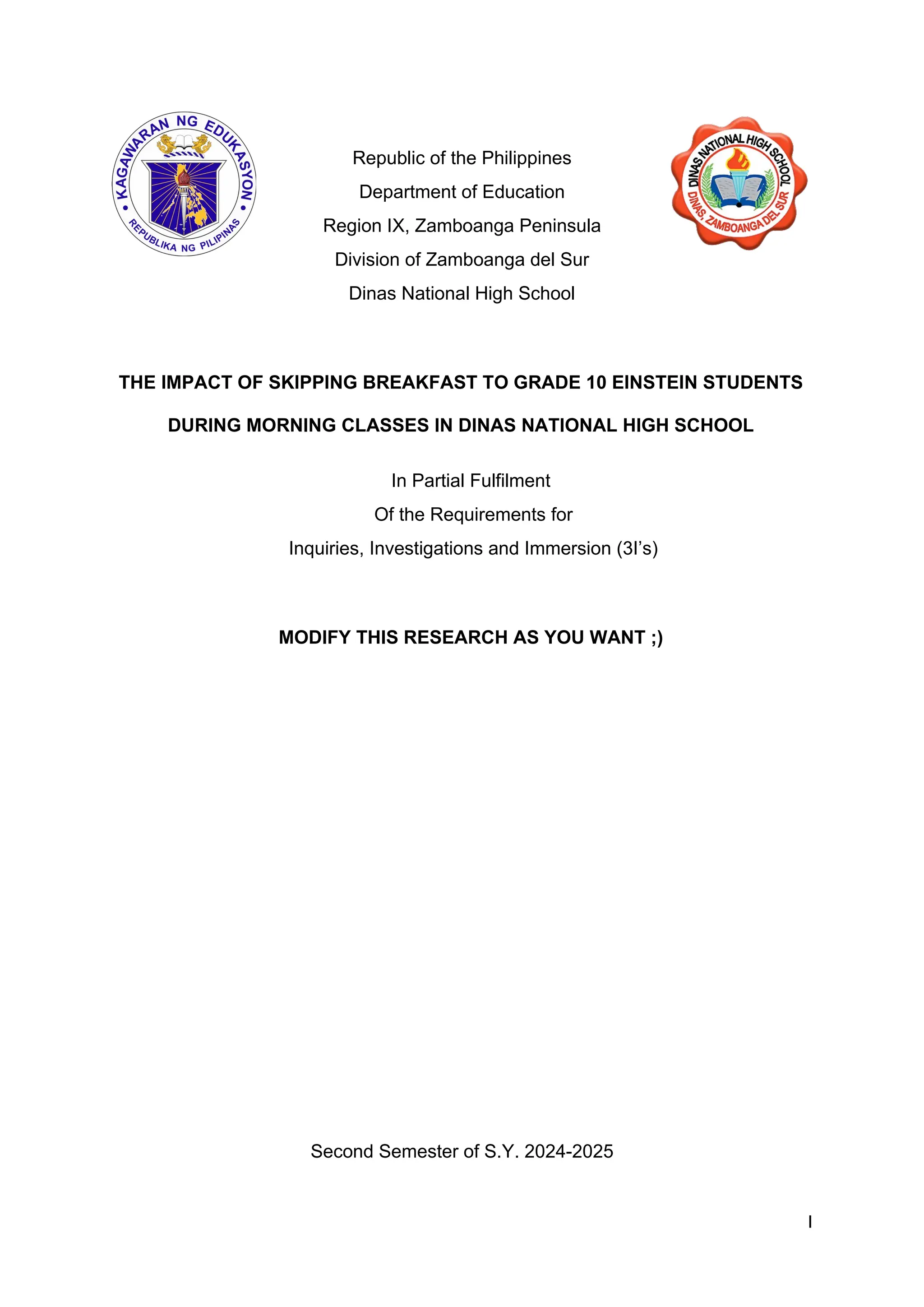 The Impact Of Skipping Breakfast To Grade 10 Einstein Students During ...