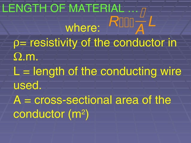 3 factors affecting wire resistance | PPT | Physics | Science