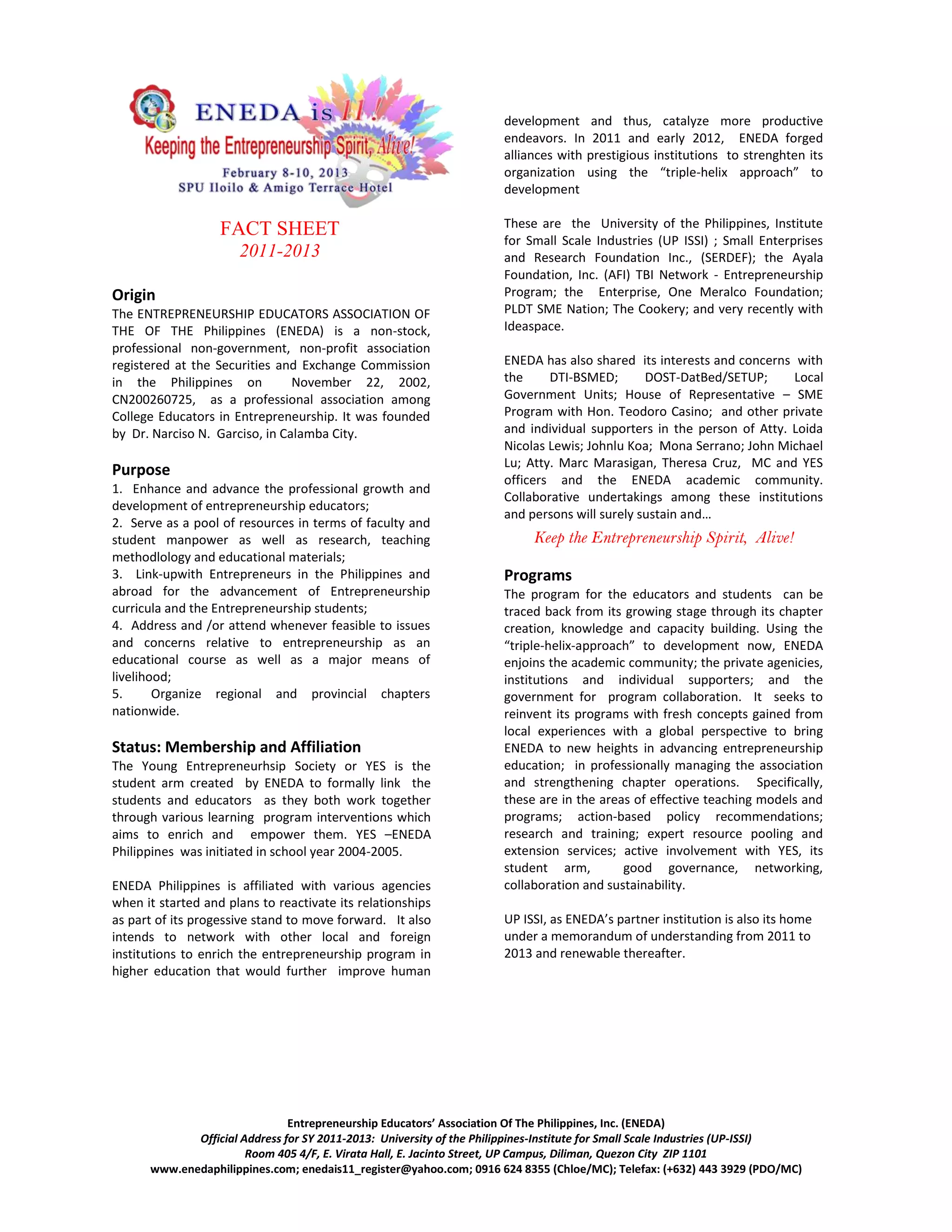 3. fact sheet and directory eneda is 11 | PDF