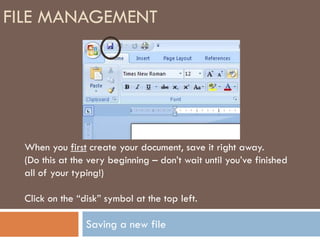 Files - saving and opening | PDF