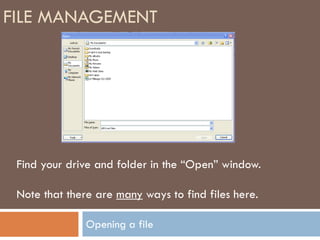 Files - saving and opening | PDF