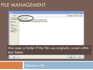 Files - saving and opening | PDF