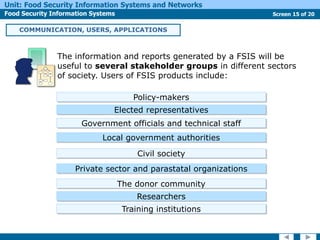 Food Security Information Systems and Networks (FSIS-FSIN) presentation ...