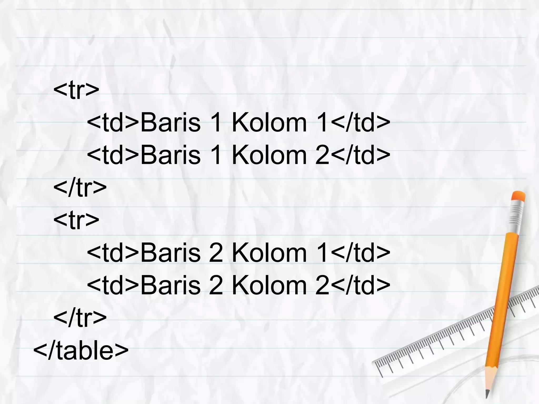 Format Tabel Halaman Web | PPT