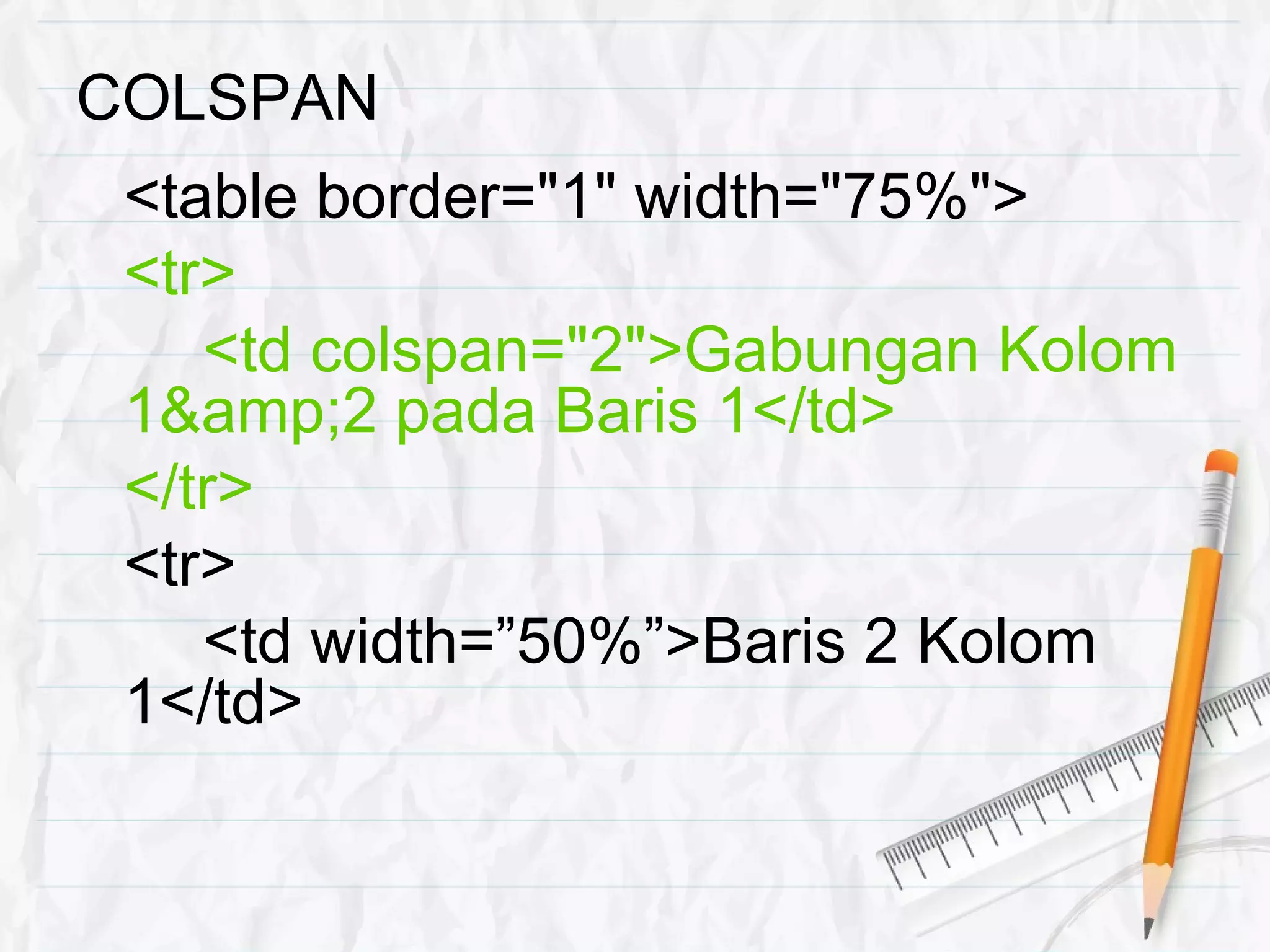 Format Tabel Halaman Web | PPT