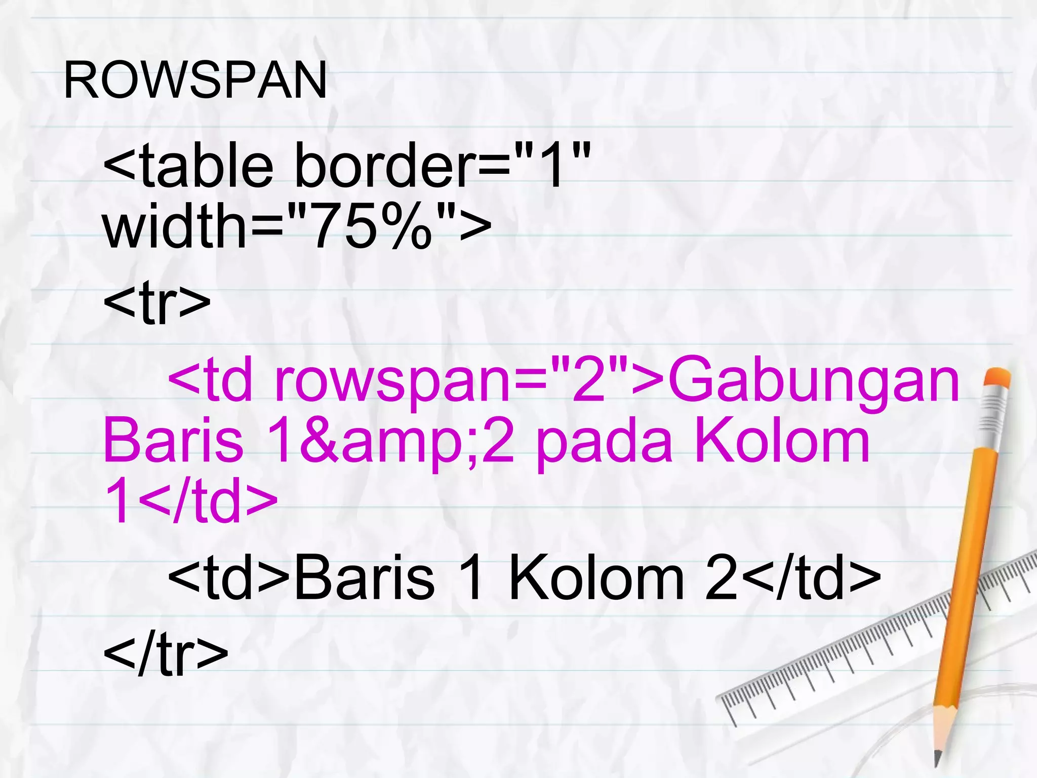 Format Tabel Halaman Web | PPT