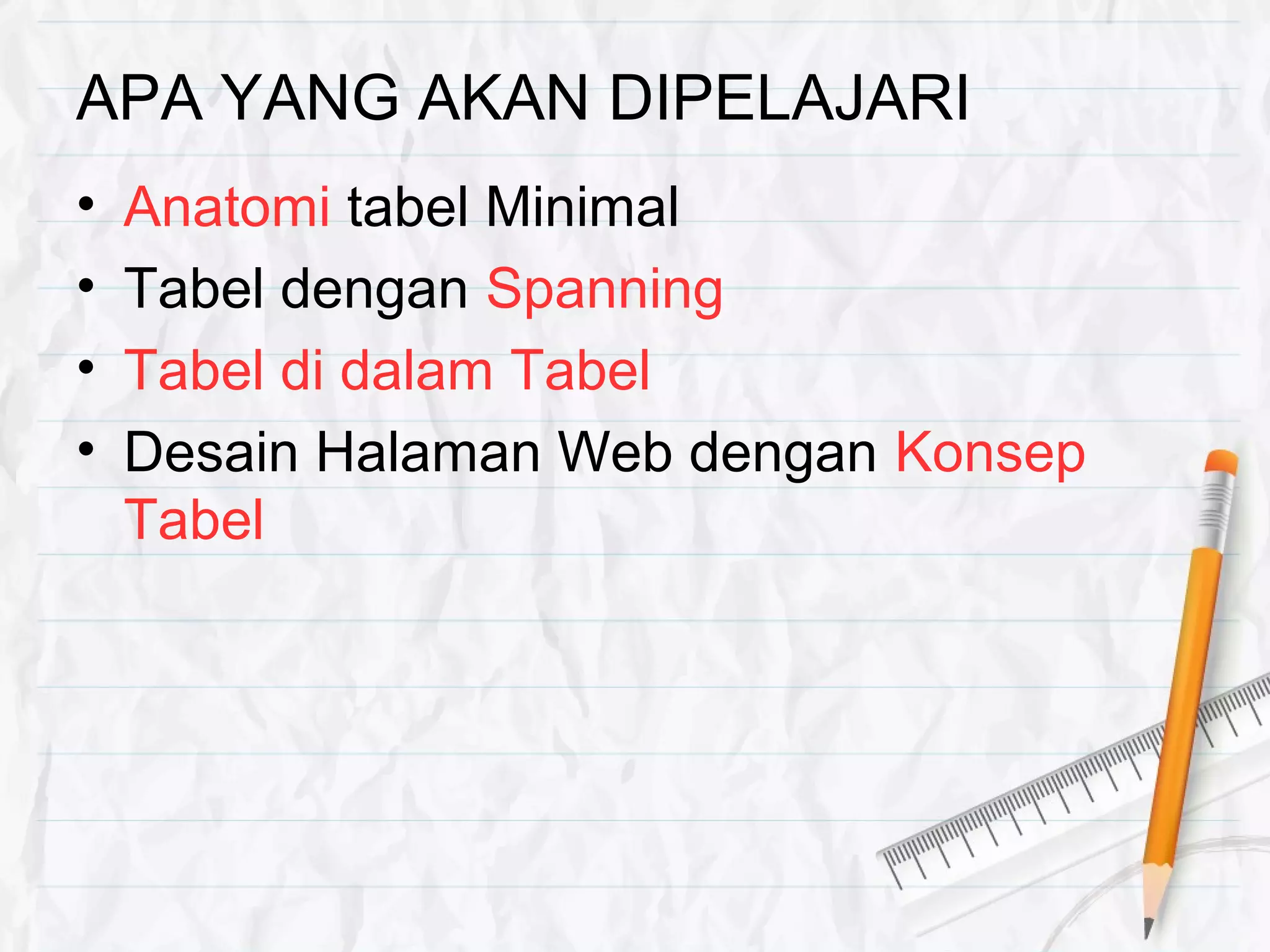 Format Tabel Halaman Web | PPT