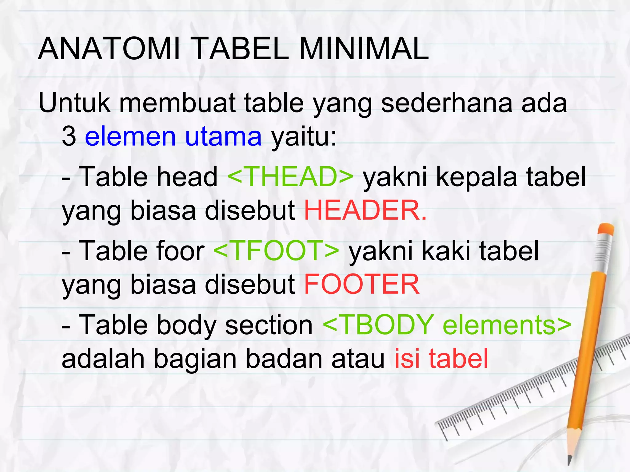 Format Tabel Halaman Web | PPT
