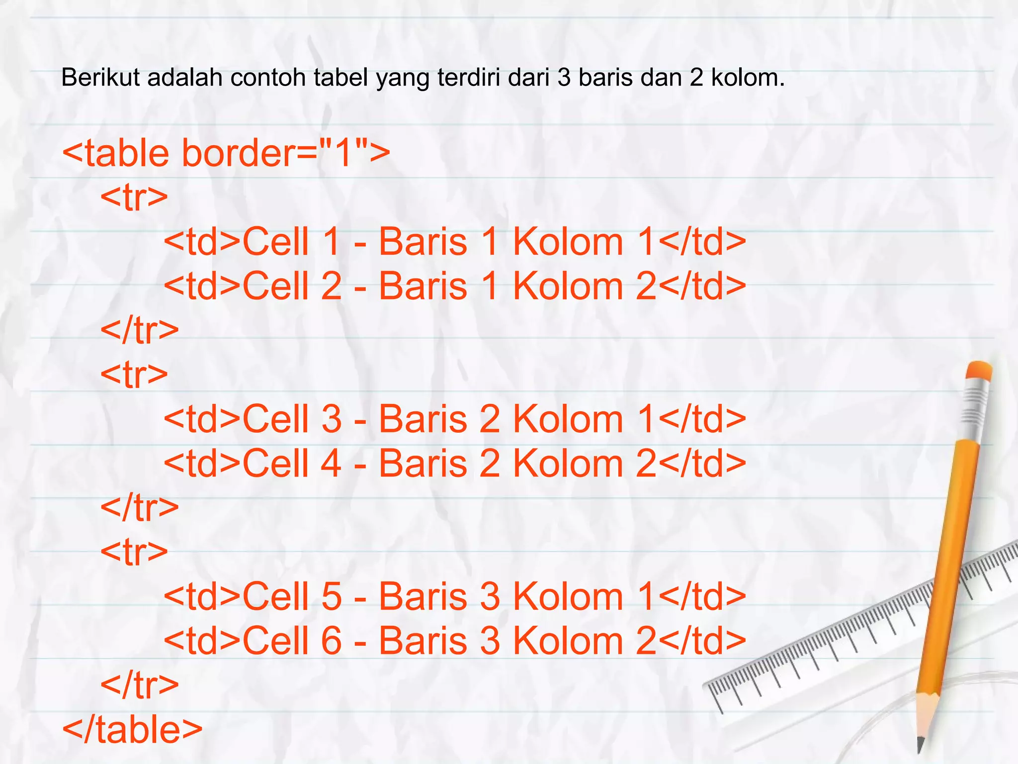 Format Tabel Halaman Web | PPT
