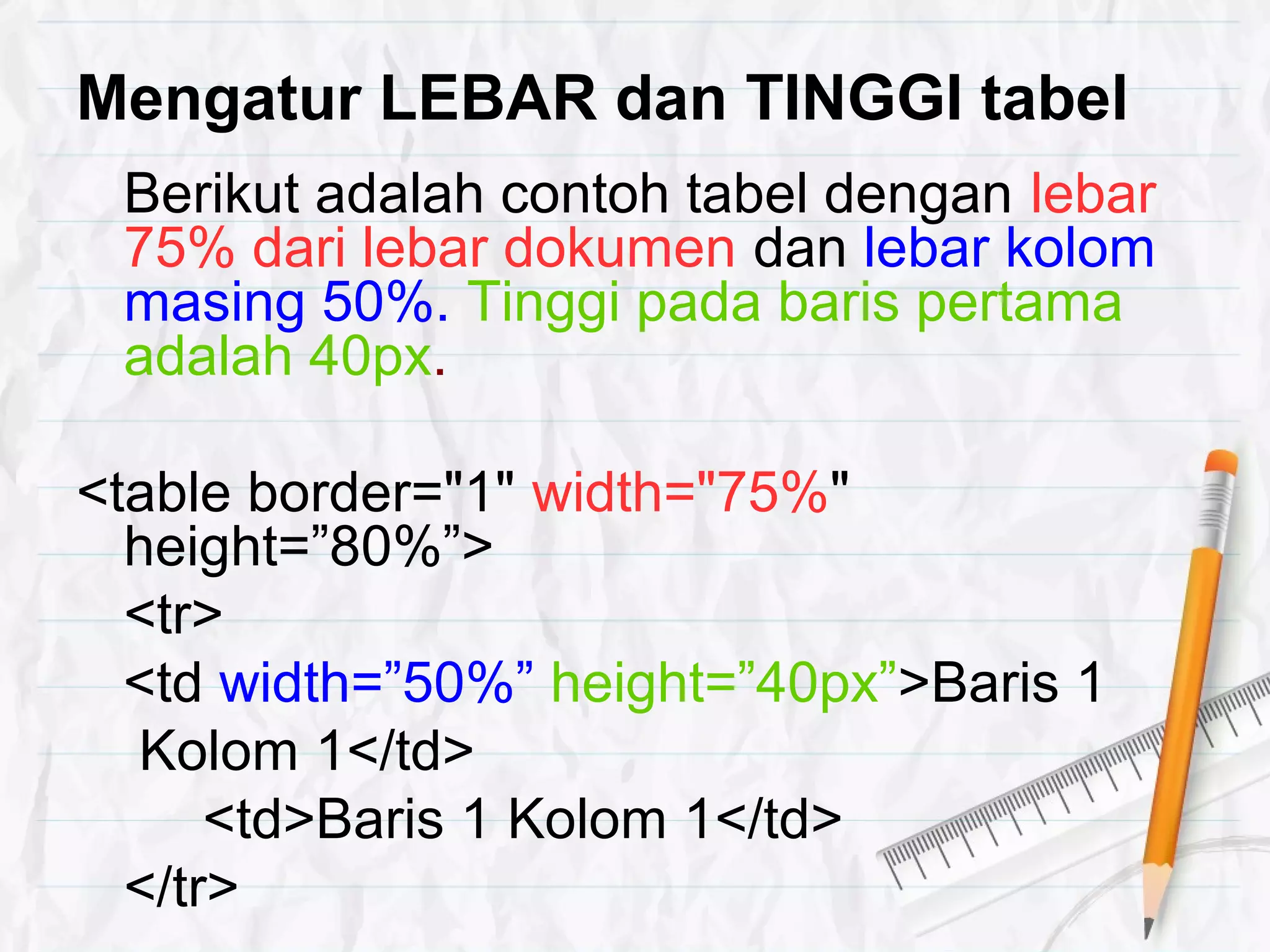 Format Tabel Halaman Web | PPT