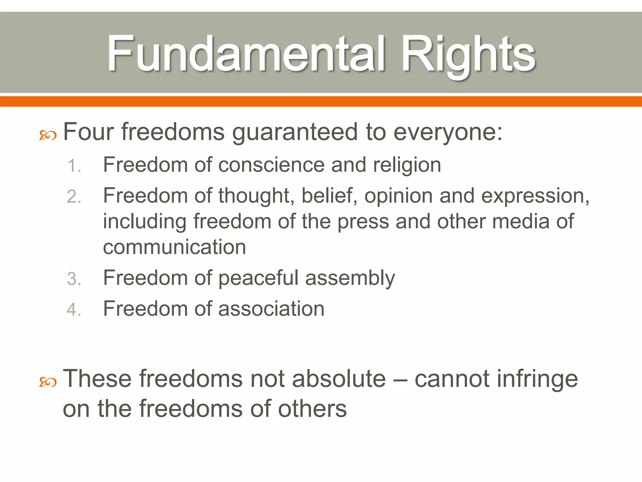 Canadian Fundamental Rights and Freedoms | PPTX