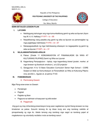 K-TO-12 GRADE 11 FILIPINO Senior High School - Komunikasyon at Pananaliksik sa Wika at Kulturang ...