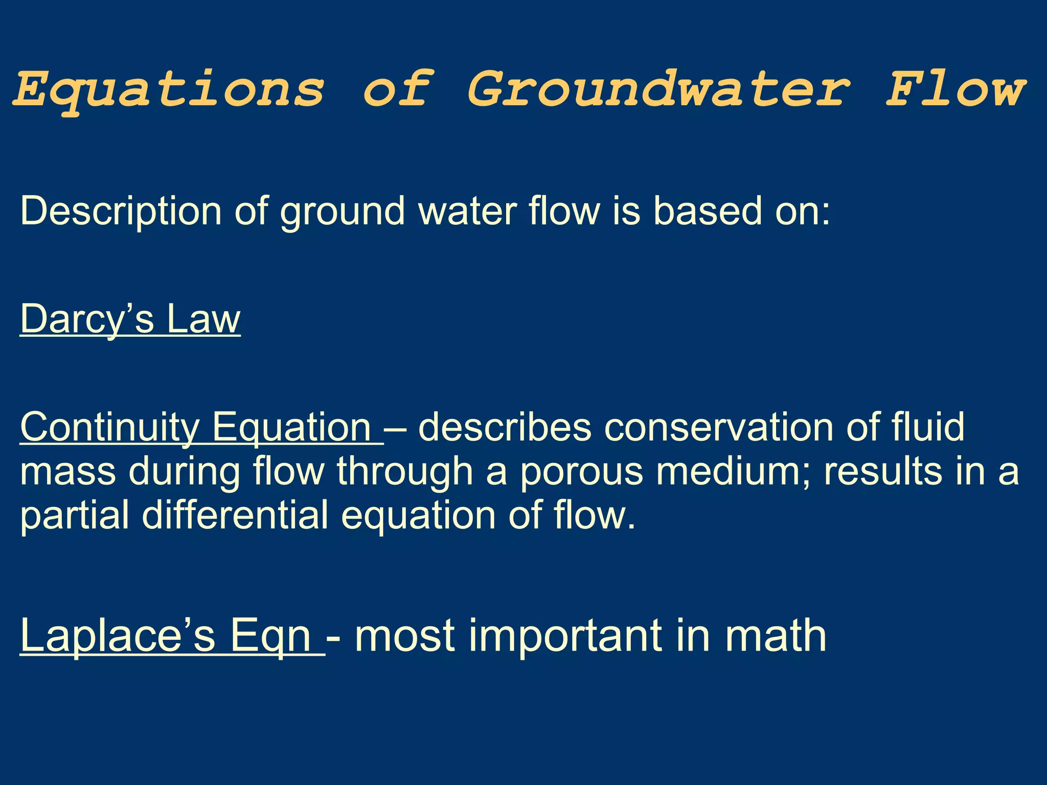 Drainage Engineering (Ground water flow equations) | PPT