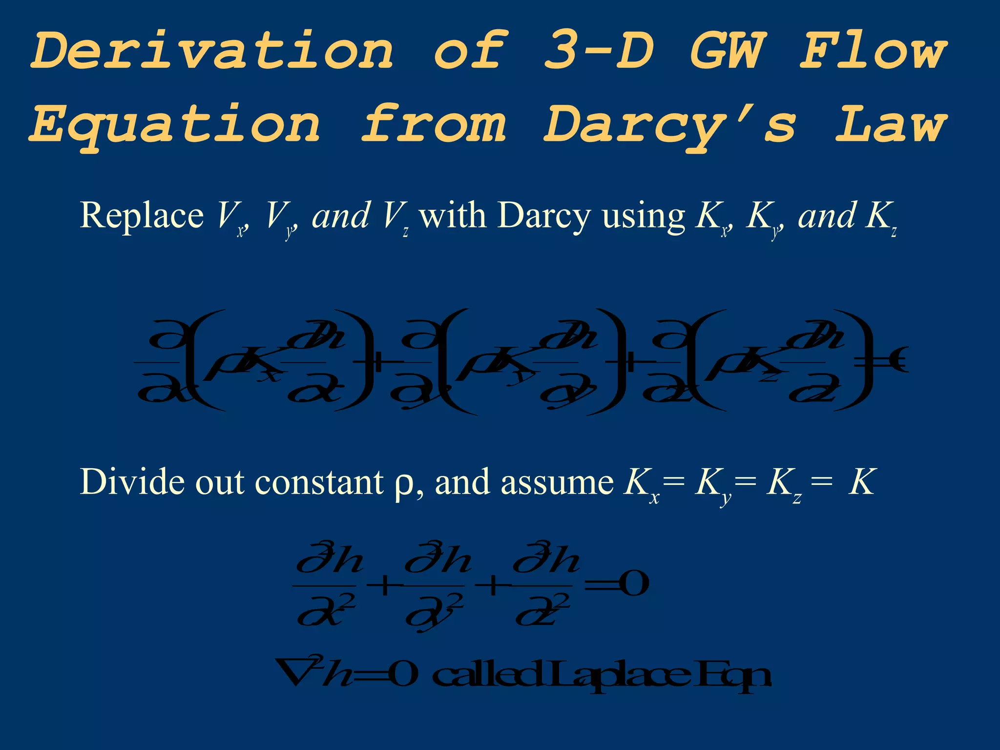Drainage Engineering (Ground water flow equations) | PPT