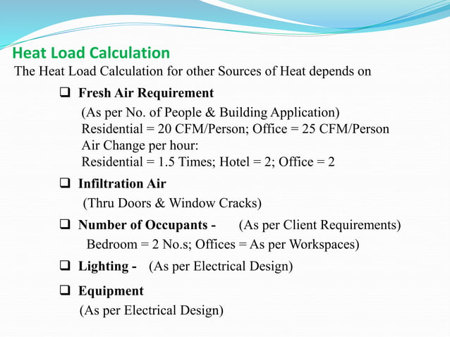 3 - HEAT LOAD CALCULATIONS FOR HVAC SYSTEM | PPTX | Indoor ...
