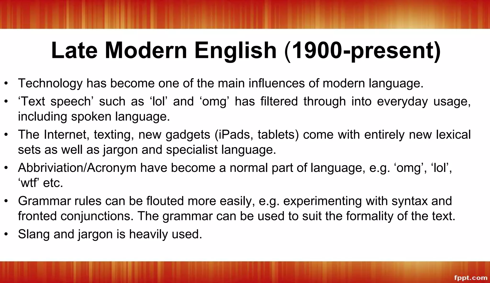 Historical developments of English | PPT