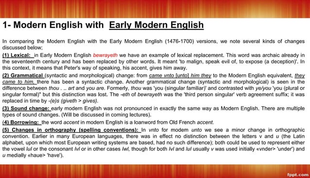 Historical developments of English | PPT