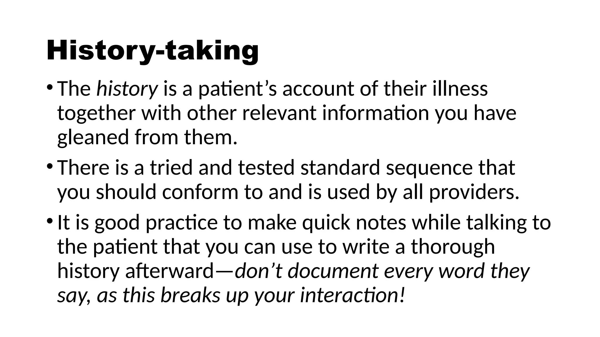 HISTORY TAKING in clinical medicine by idewa | PPTX