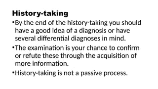 HISTORY TAKING in clinical medicine by idewa | PPTX