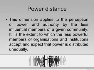 Hofstede's cultural dimensions | PPTX