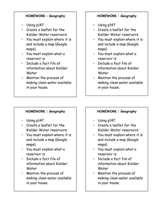 3 homework kielder water | DOC