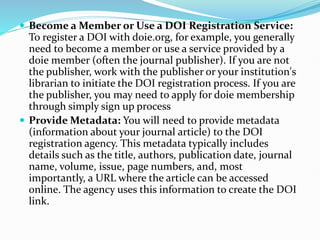how to get doi number for journal articles | PPTX | Technology & Computing