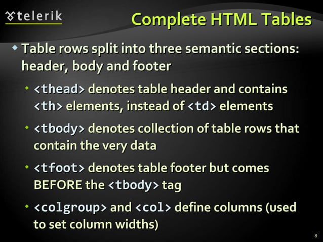 Tables And Forms In Html Ppt