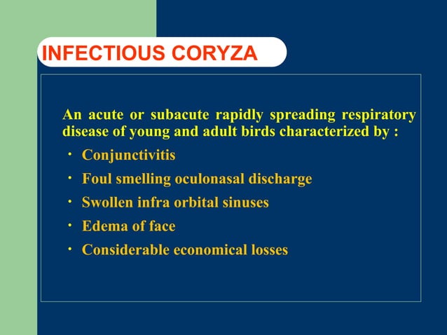 3-Infectious Coryza-disease-of-birds2017.ppt | Lung and Respiratory ...