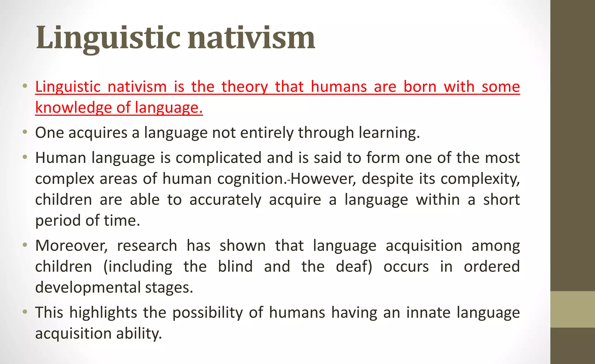 Innateness hypothesis | PPTX