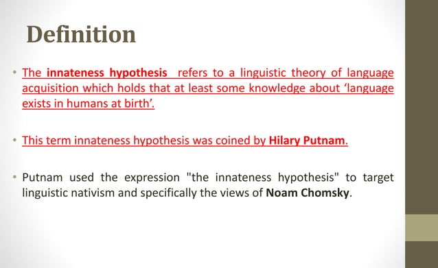 Innateness hypothesis | PPTX | Genetics | Science