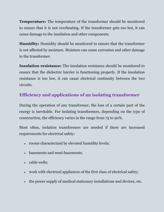 Isolation Transformer: Monitoring and Maximum Safety | PDF