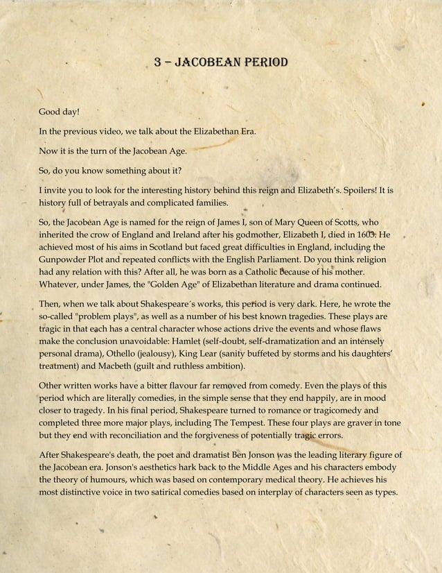 3 - Jacobean Period | PDF | Theater | Fine Art
