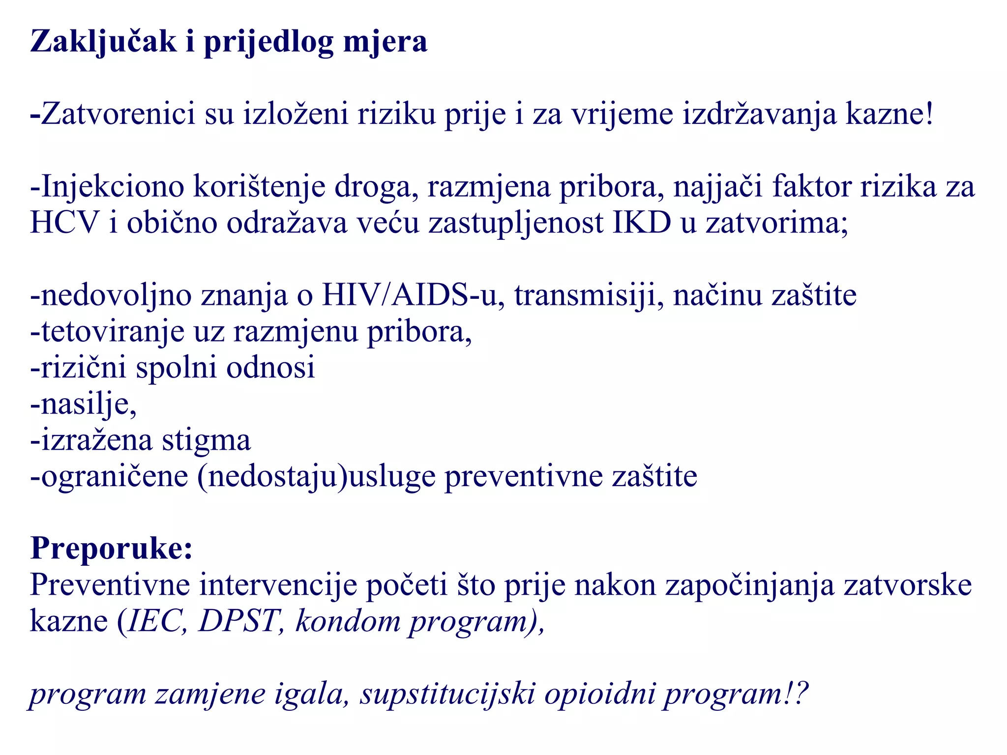 jelena ravlija rizicno ponasanje kod zatvorenika | PPT