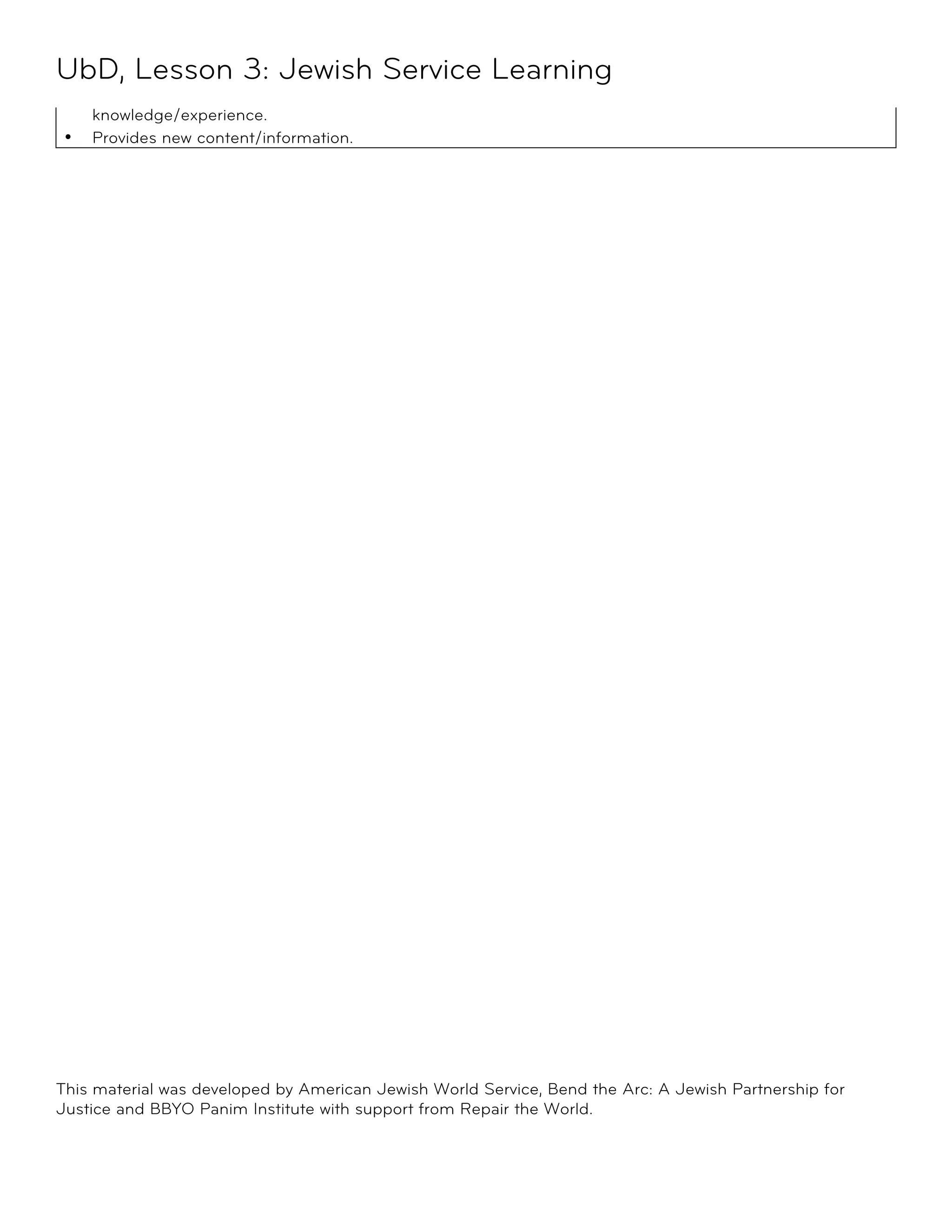 3 jewish service learning lesson plan and ub-d | PPT