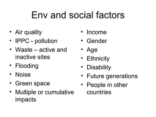 Overview of approaches in response to the challenge of environmental ...