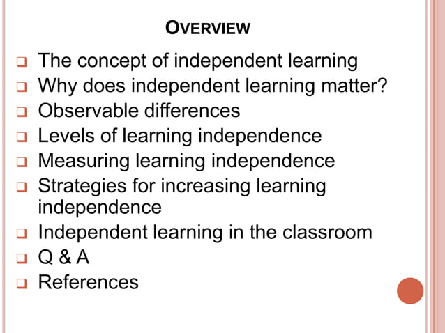 Fostering Independent Learning | PPTX | Homework and Study | Education